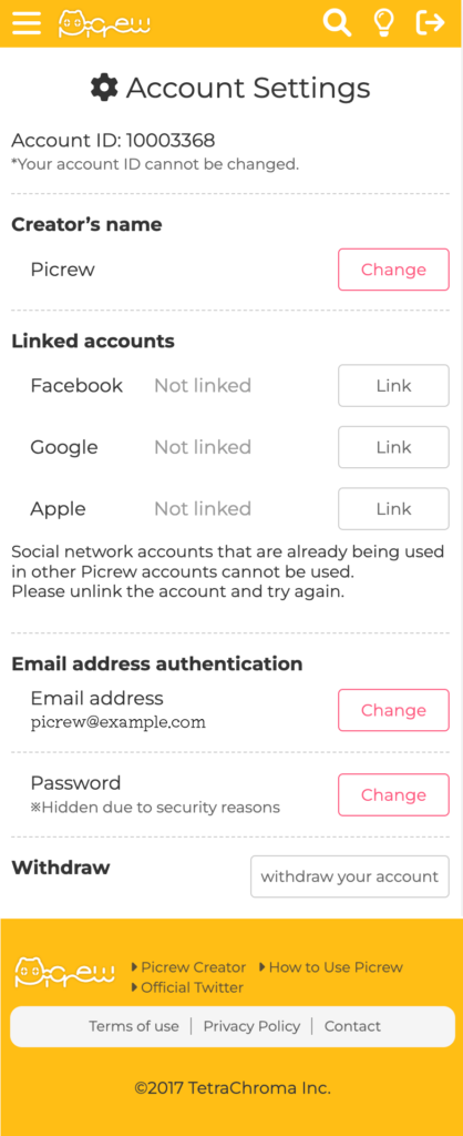 Check and change account settings (web) – Picrew Support