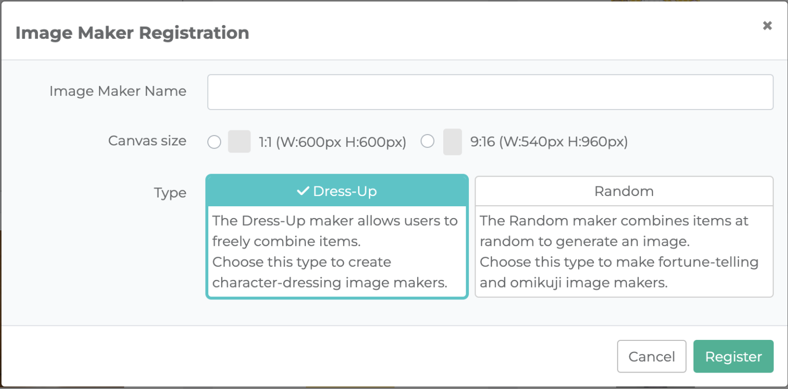 Create a new image maker – Picrew Support
